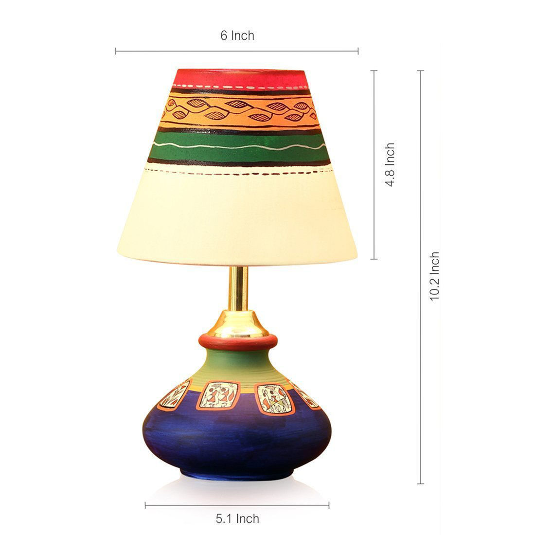 Terracotta Table Lamp 'Warli In Light' Pot Shaped Round | Wecomart ...