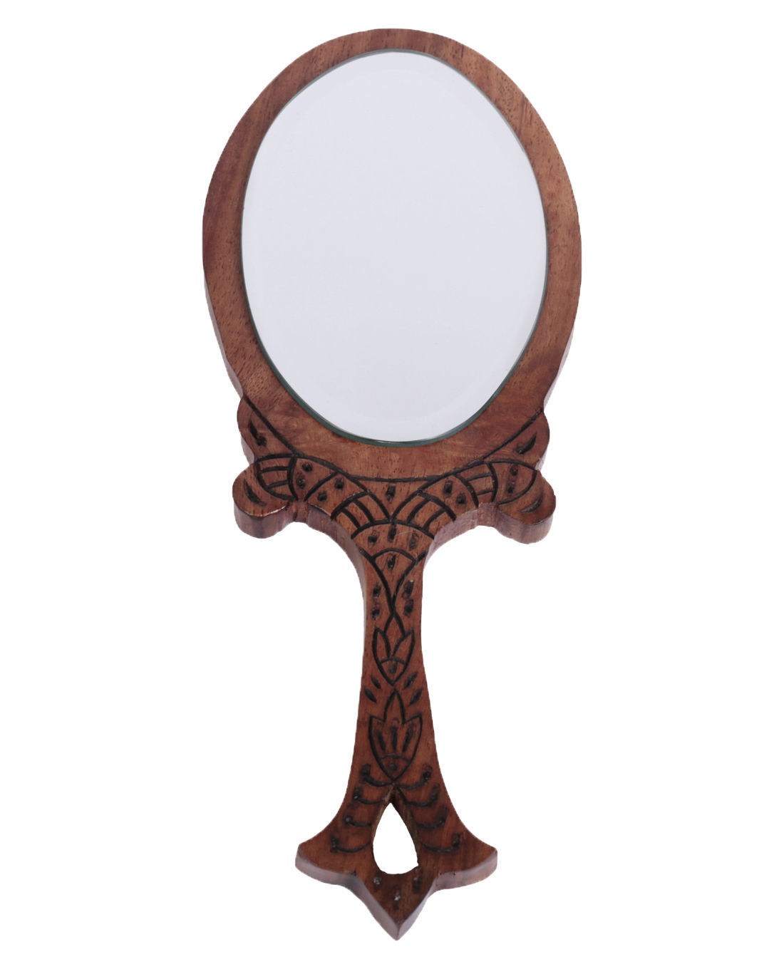 Wooden Hand Mirror Royal Look Oval Sheesham Wood | Wecomart - Buy ...