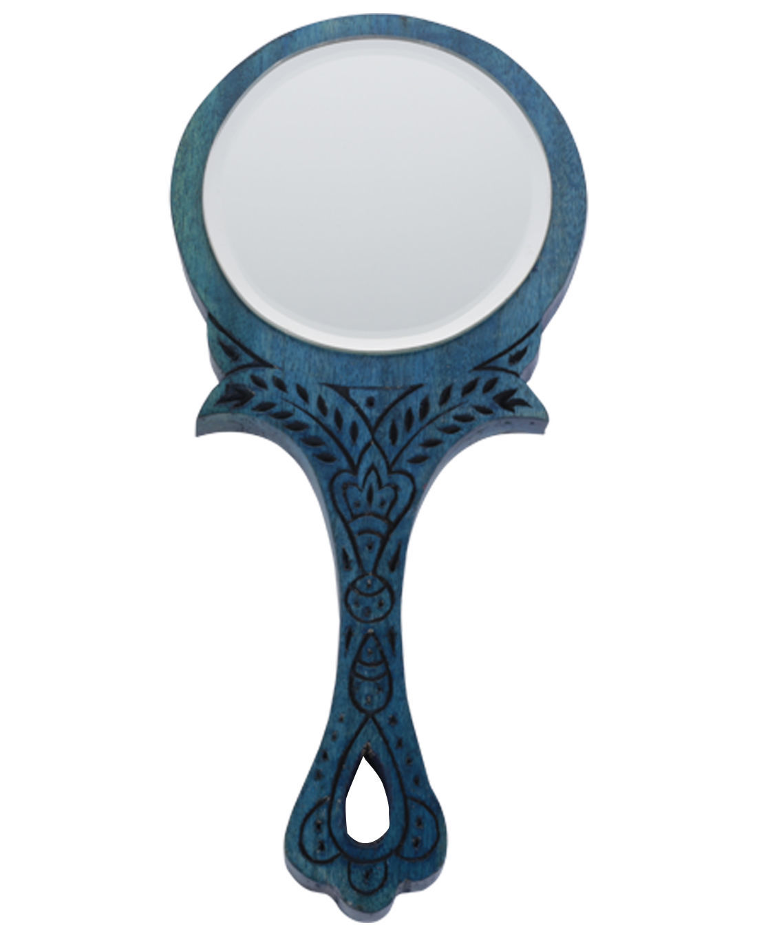 Wooden Hand Mirror Royal Look Round Small (Select your Colour ...