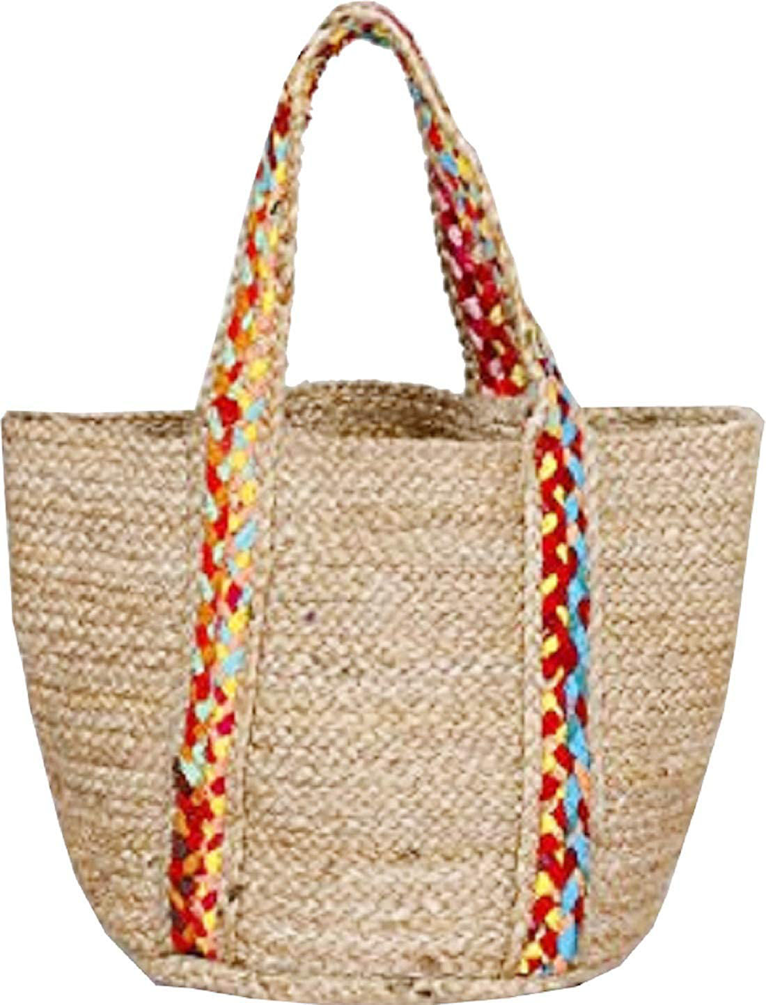 Women's Jute Hand Bag with Chindi Strip (Multicolour) | Wecomart - Buy ...