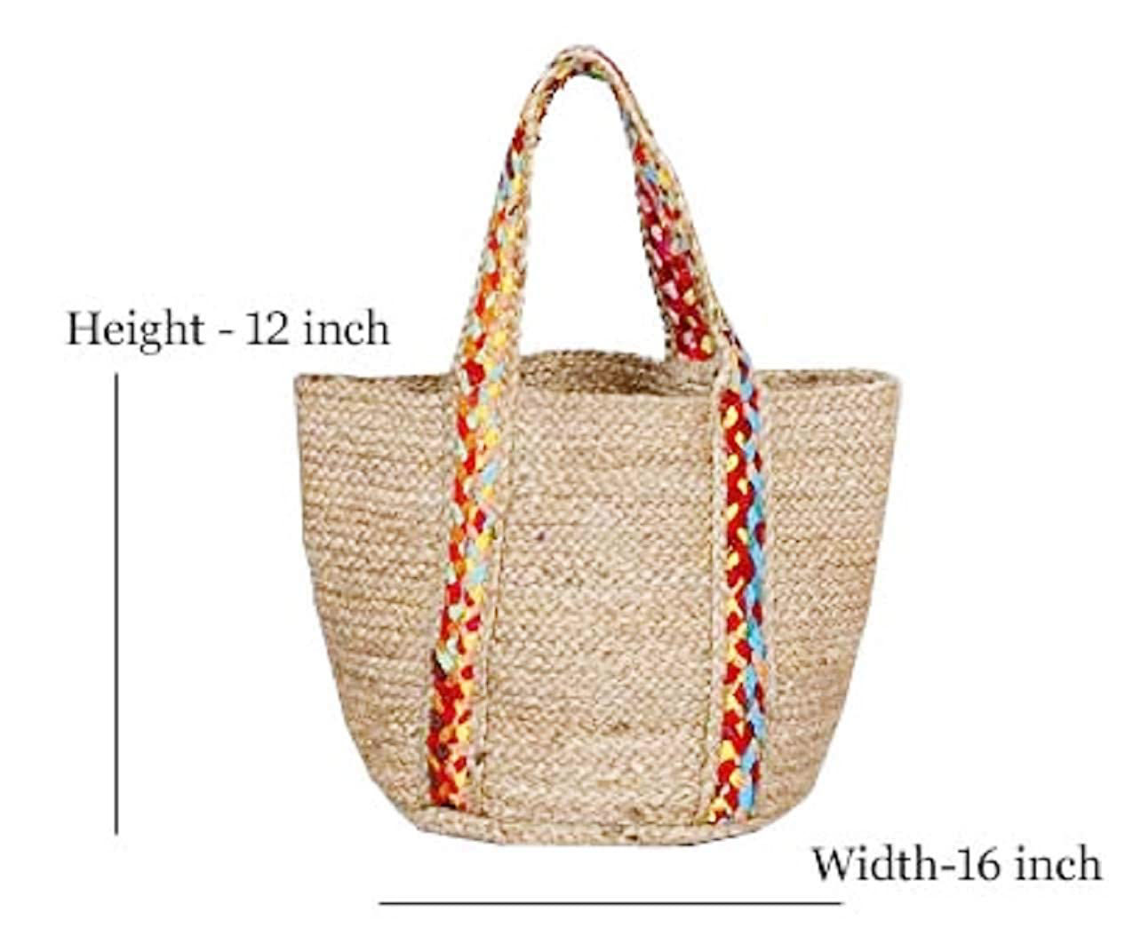 Women's Jute Hand Bag with Chindi Strip (Multicolour) | Wecomart - Buy ...