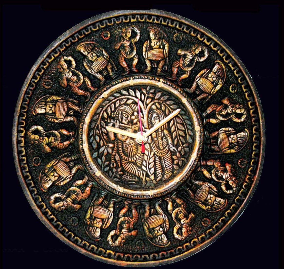 Terracotta Wall Clock (Dholak Gang) | Wecomart - Buy Authentic Indian ...