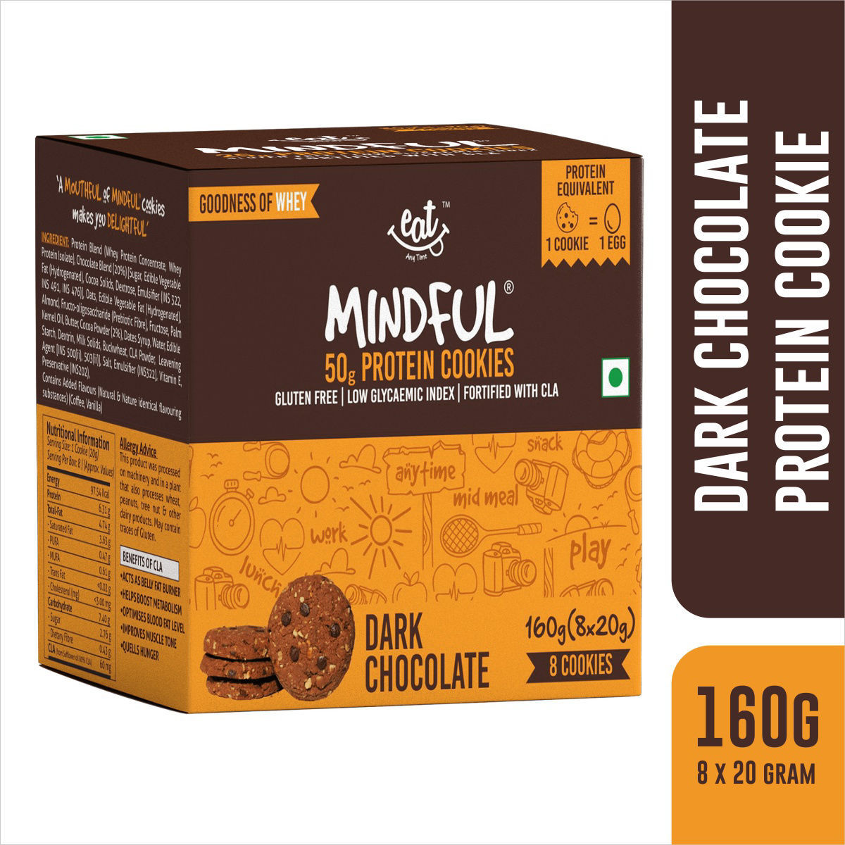 Dark Chocolate Protein Cookies (Pack of 8) | Wecomart - Buy Authentic ...