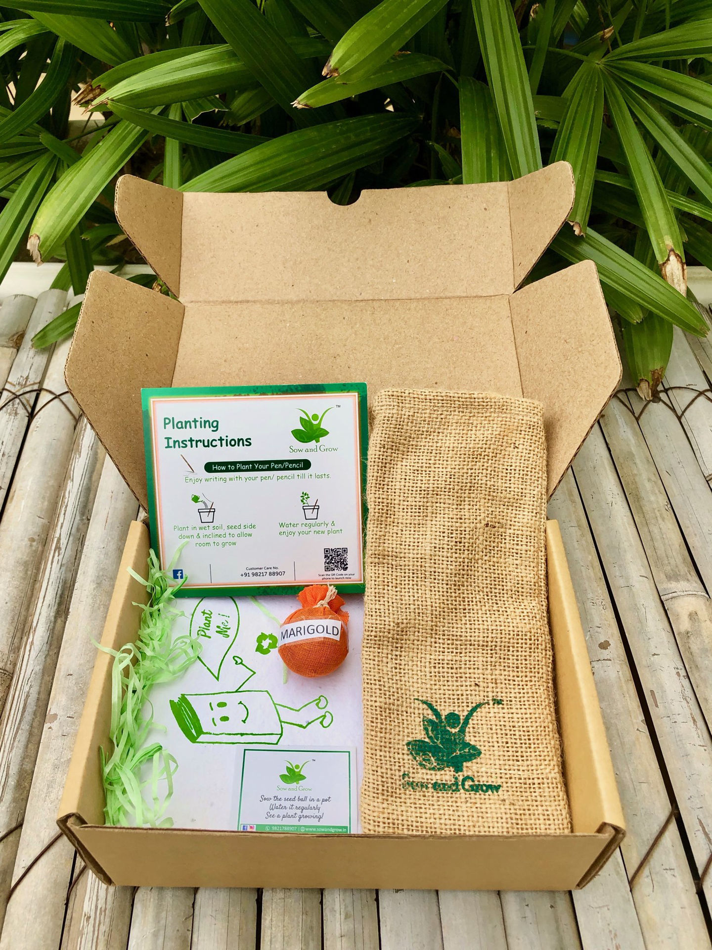 Brown Box Collection: 5 Seed Paper Pencils + 1 Seed Diary + 1 Seed ball ...