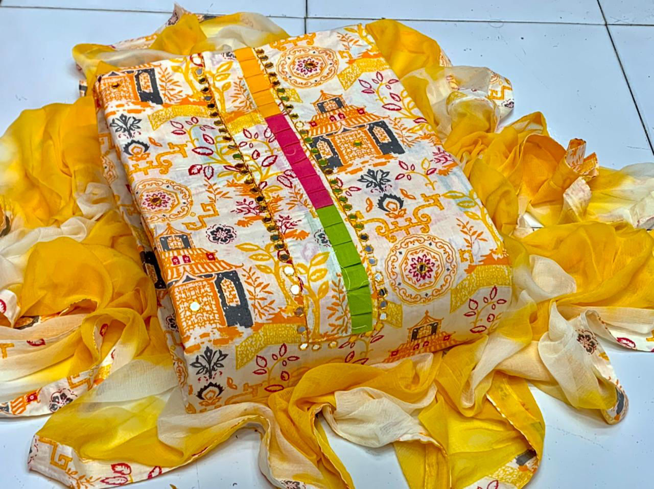 Chudi Dress Material Set (unstitched) - Available in 4 Colors ...