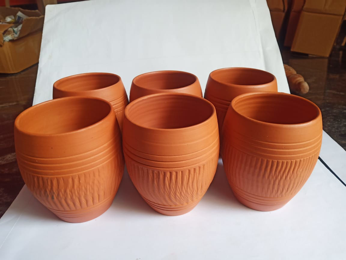 Terracotta Water Cups (Set of 6) - Available in 4 Designs | Wecomart ...